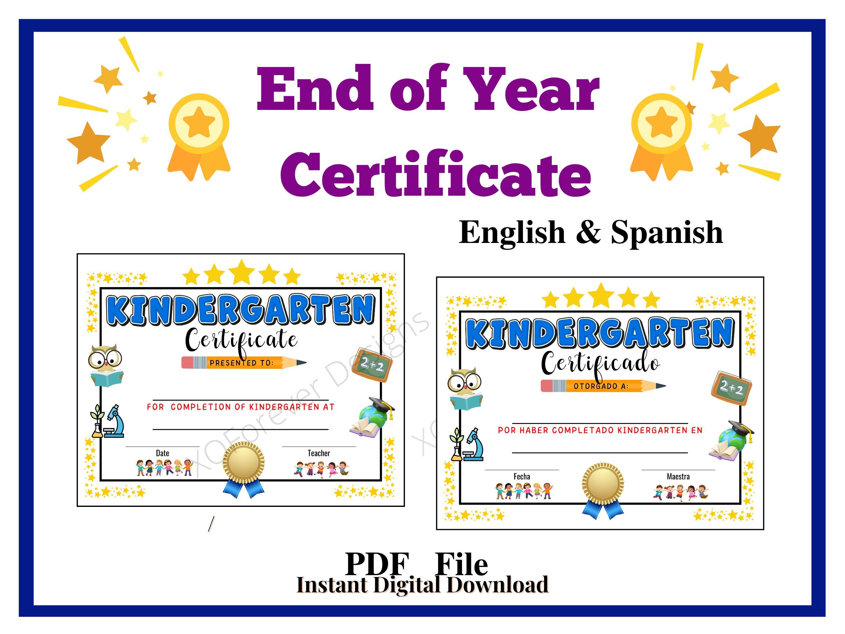 Kindergarten Certificate | End of Year Certificate | Kindergarten ...