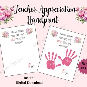 Teacher Appreciation Week Printable Handprint Art | Handprint Art for ...