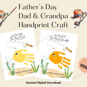 Father's Day Handprint Fishing | Grandpa Handprint | Dad Gift From Kids ...