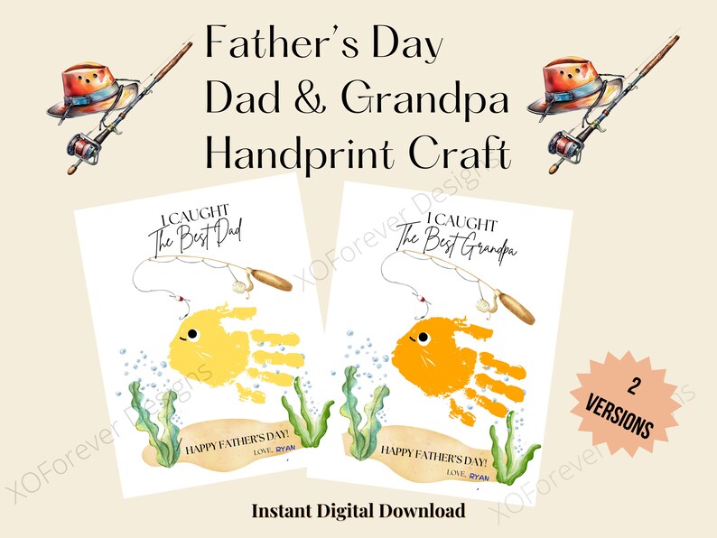 Father's Day Handprint Fishing | Grandpa Handprint | Dad Gift From Kids ...