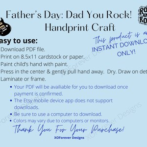 Fathers Day Handprint Guitar | My Dad Rocks | Father's Day Keepsake ...