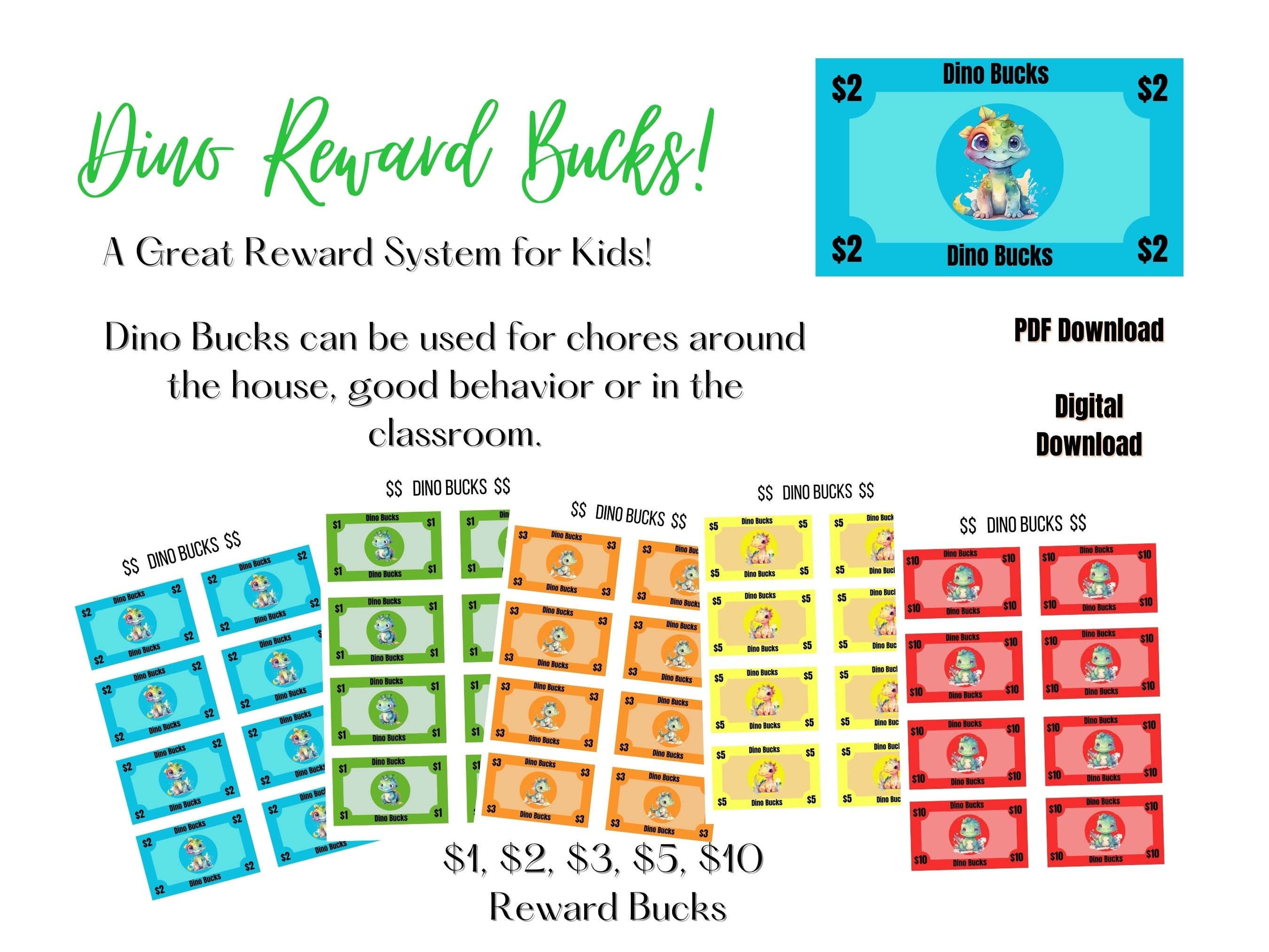 Kids Dino Bucks | Reward Bucks | Positive Rewards | Chore Bucks ...