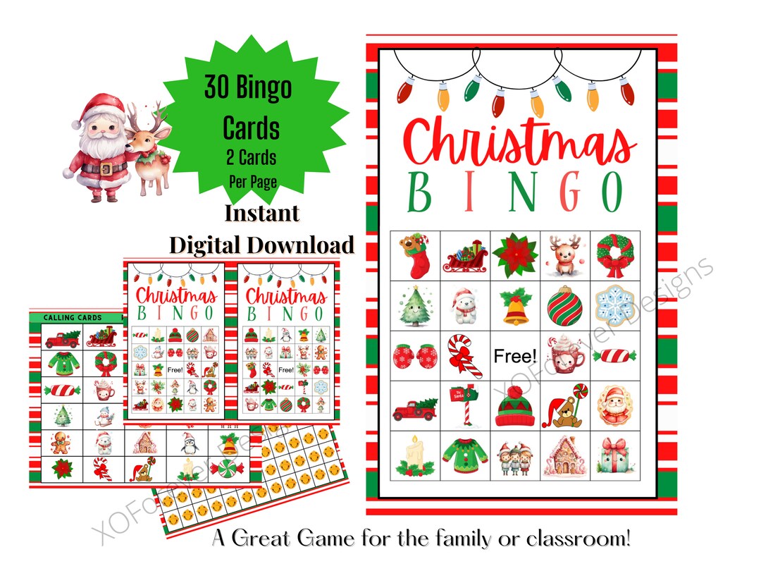 Christmas Bingo, Christmas Printable Bingo, Classroom Bingo, Family ...