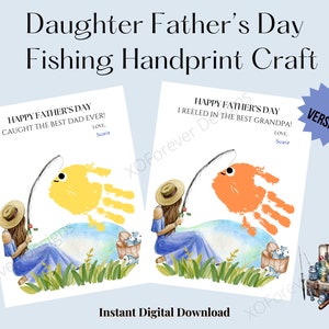 Father's Day Handprint Daughter | Fathers Day Handprint Fishing | Dad ...