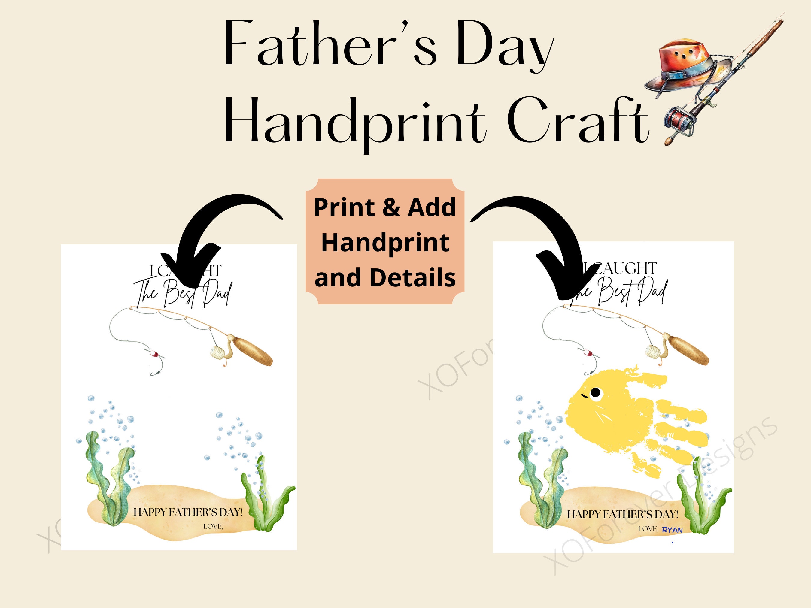 Father's Day Handprint Fishing | Grandpa Handprint | Dad Gift From Kids ...