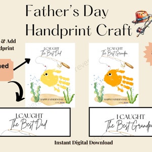 Father's Day Handprint Fishing | Grandpa Handprint | Dad Gift From Kids ...