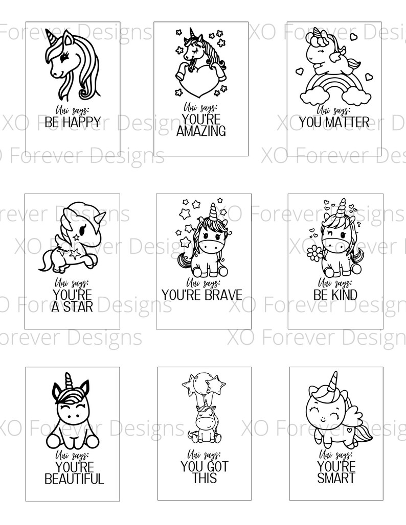 Kids Coloring Affirmation Cards | Unicorn Affirmation Cards | Coloring ...