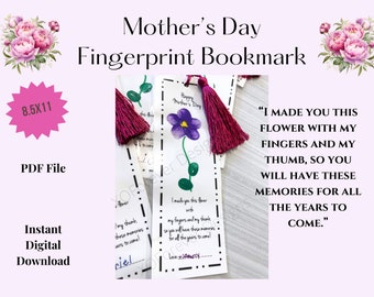 Mother's Day Fingerprint Art, Balloon Fingerprint Printable, Thumbprint ...