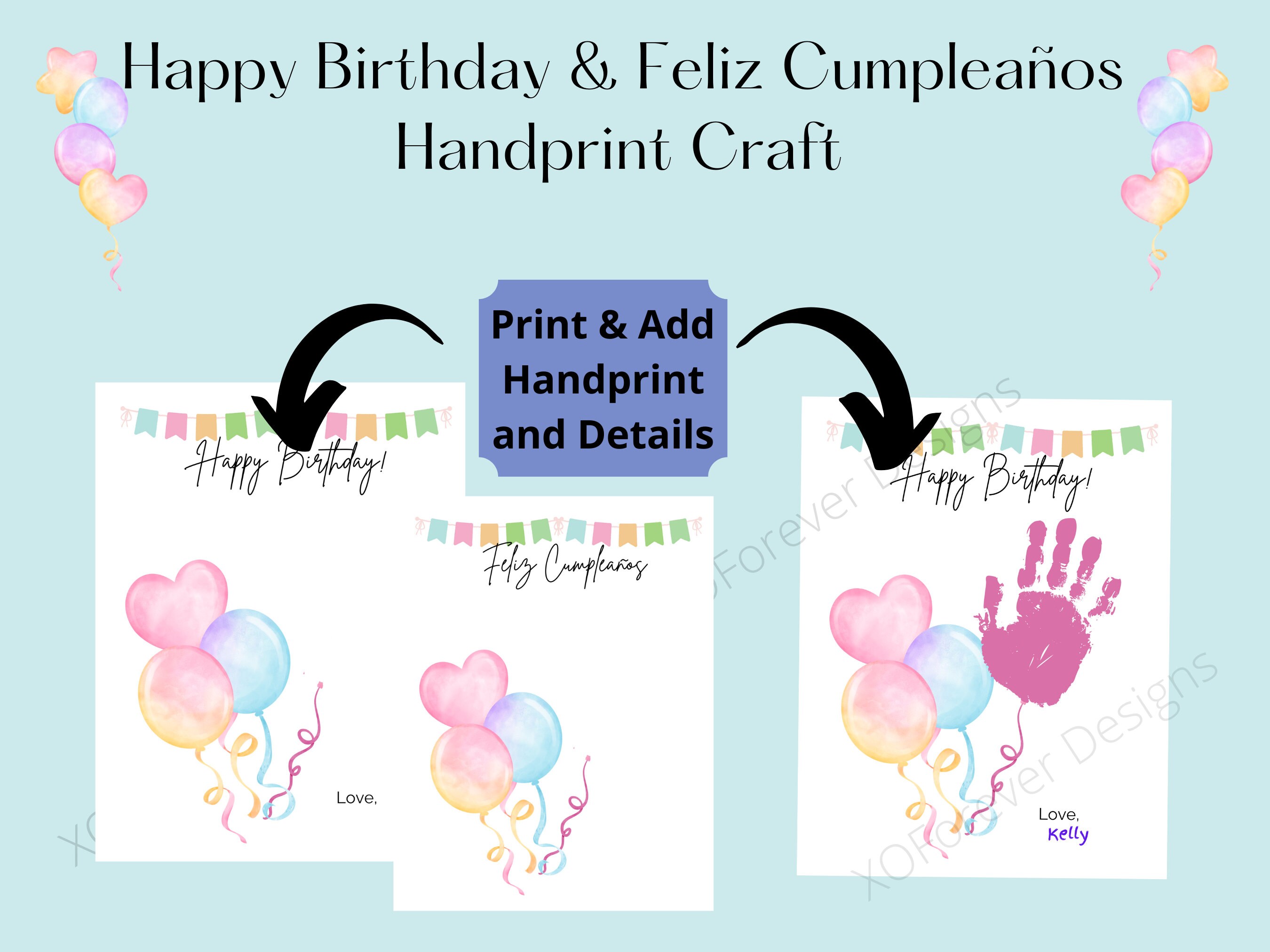 Birthday Handprint | Handprint Craft | Handprint Keepsake | Handprint ...