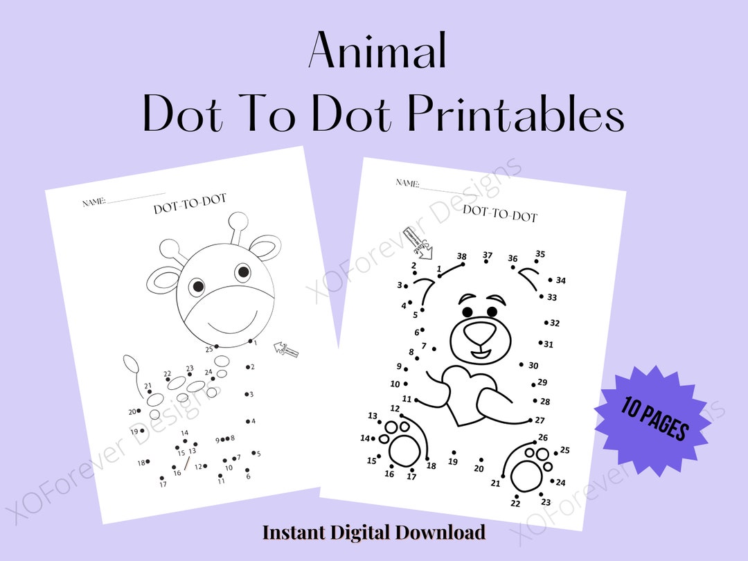 Animal Dot-to-dot Worksheets | Connect the Dots | Dot to Dot | Fine ...