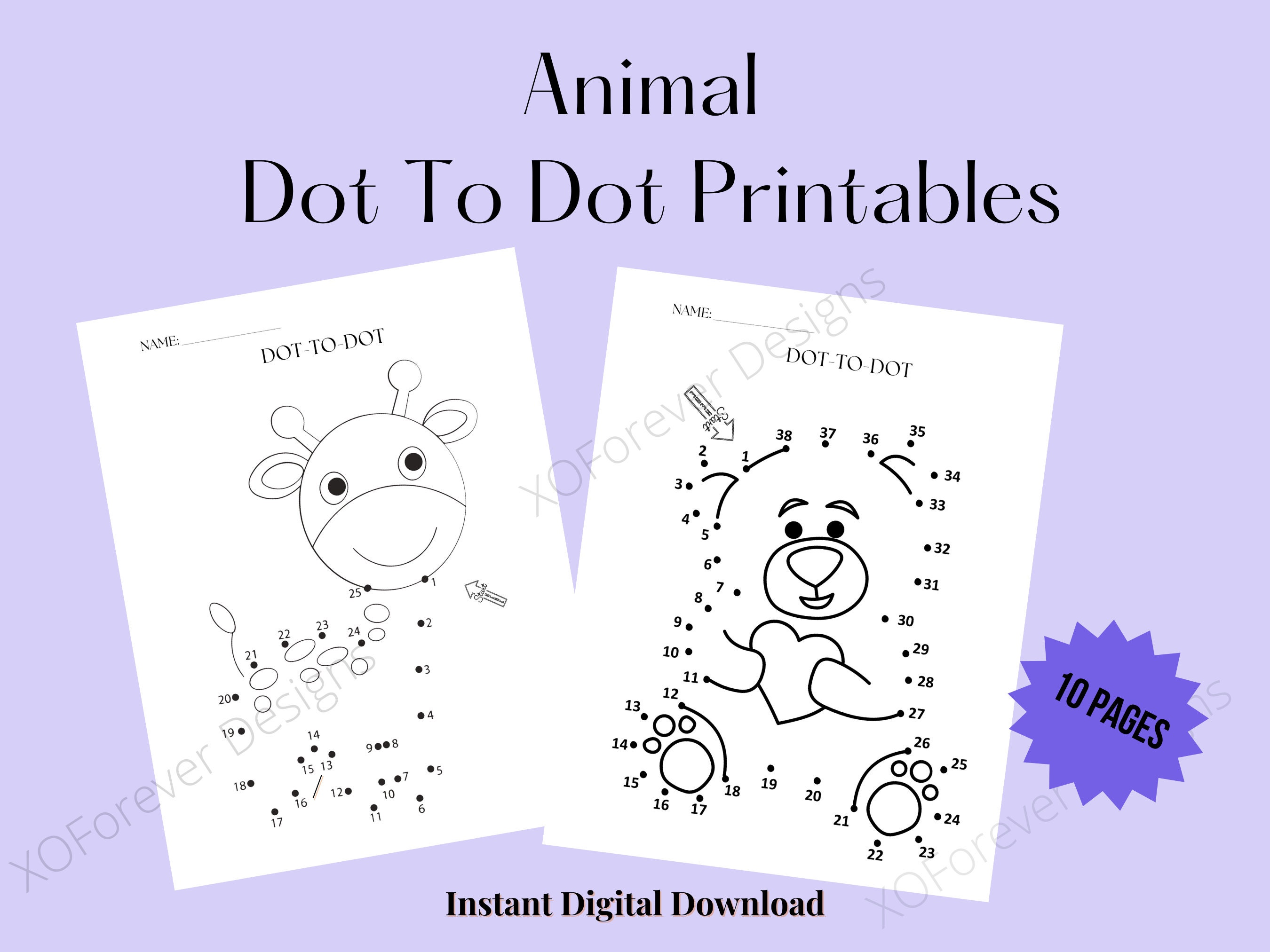 Animal Dot-to-dot Worksheets | Connect the Dots | Dot to Dot | Fine ...