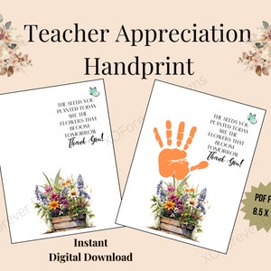 Teacher Appreciation Week Printable Handprint Art | Teachers the Plant ...