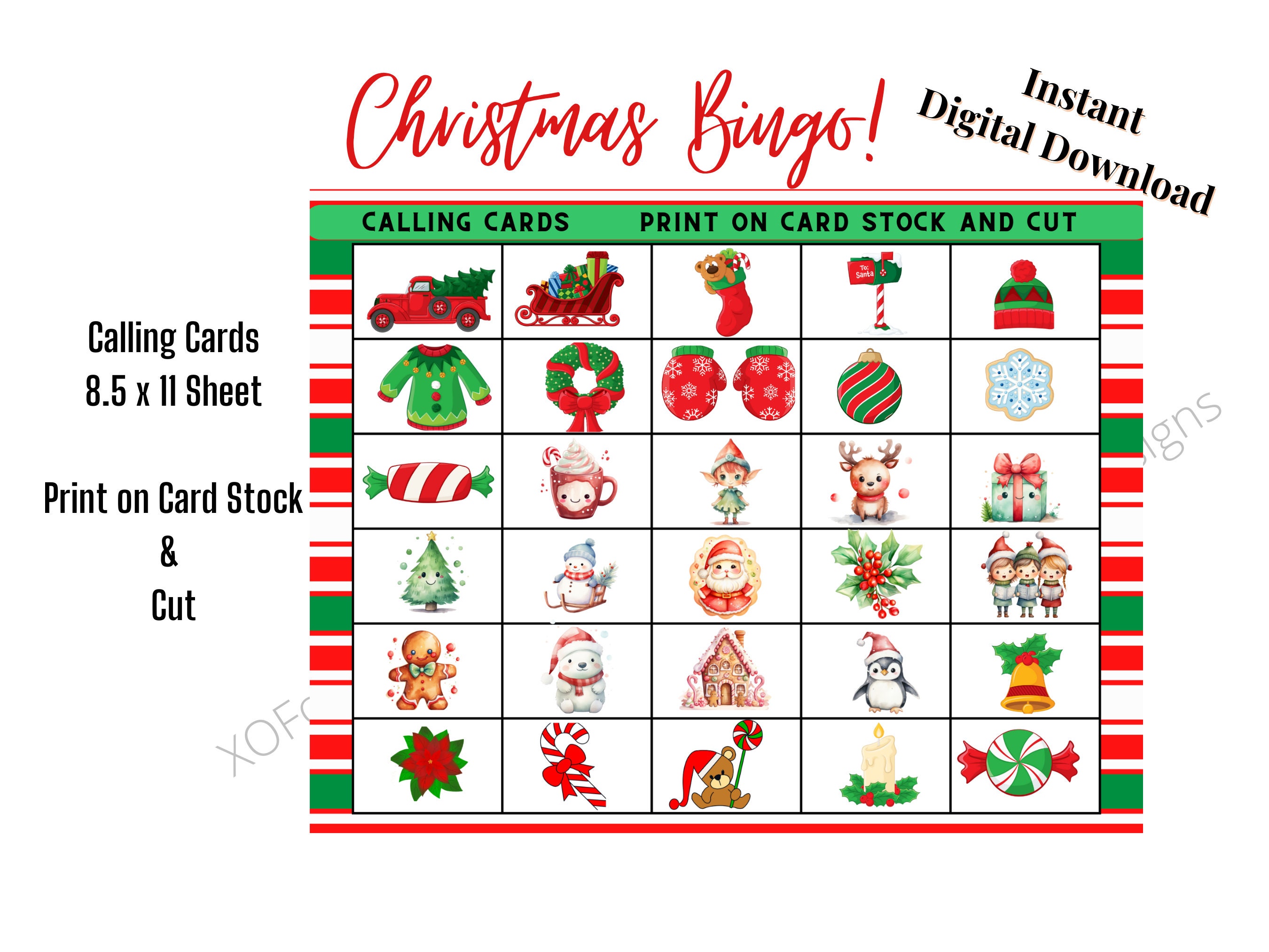 Christmas Bingo, Christmas Printable Bingo, Classroom Bingo, Family ...