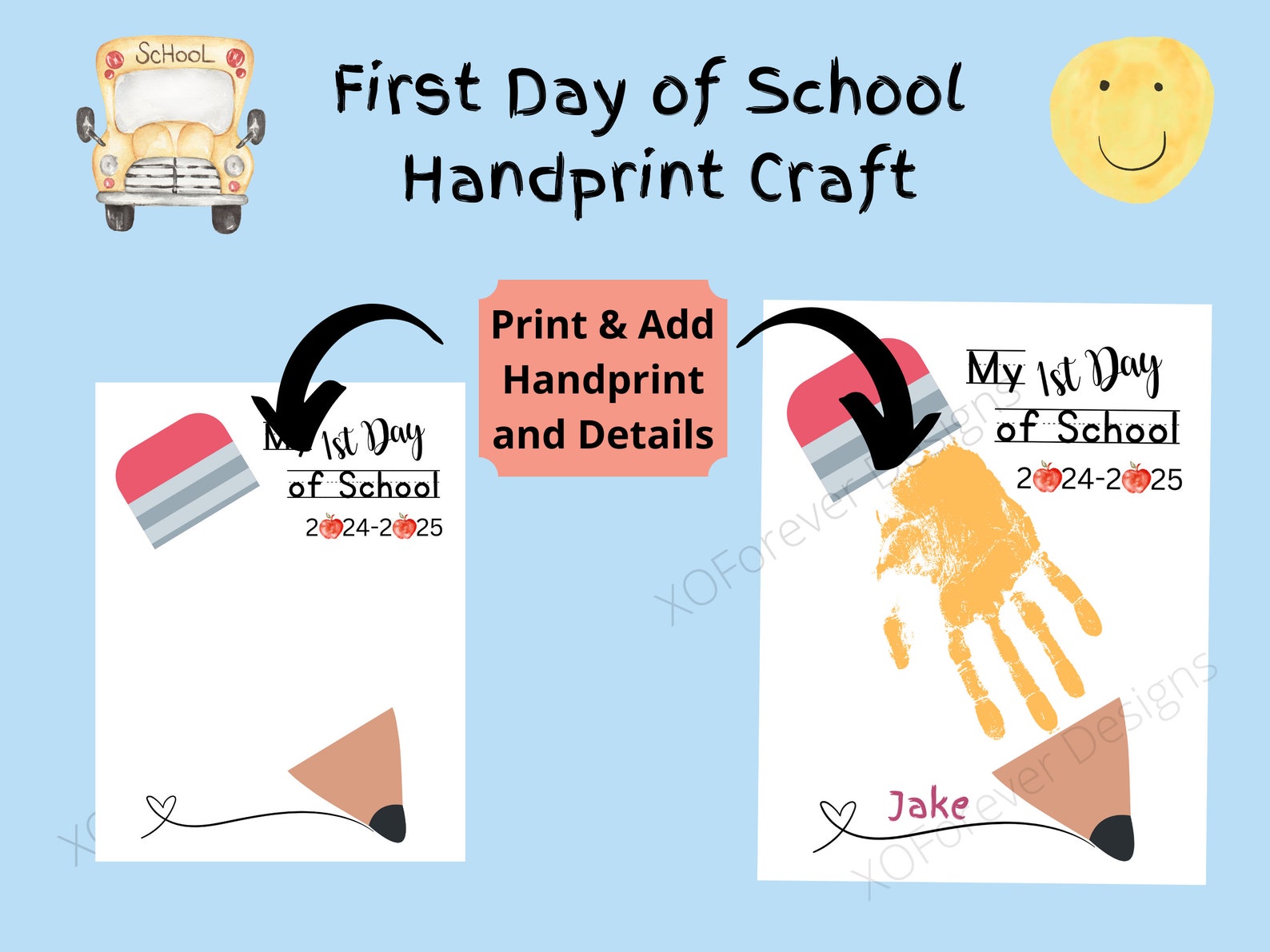 First Day of School Handprint Art | Memory Book | Teacher Resources ...