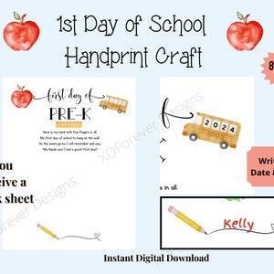 First Day of School Handprint Art | Memory Book | Teacher Resources ...