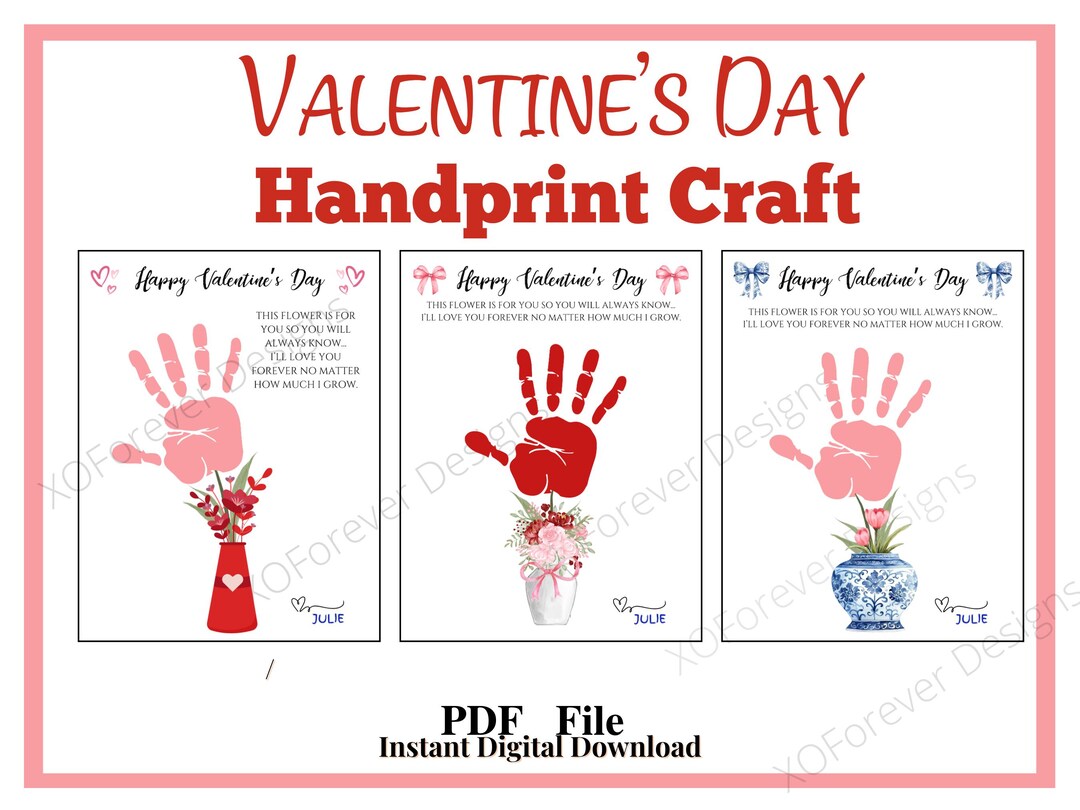 Valentine Craft | Valentine Handprint Craft | Flower Handprint Craft ...