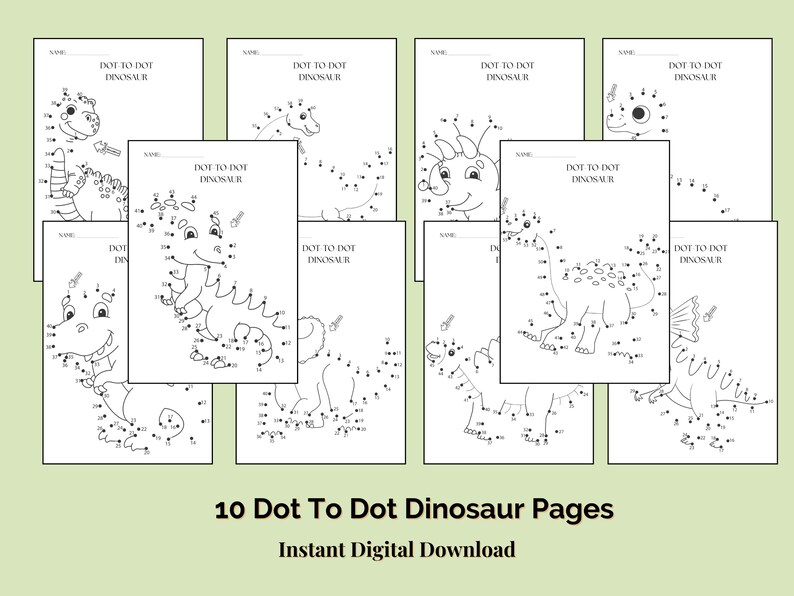 Dinosaur Animal Dot-to-dot Worksheets | Connect the Dots | Dot to Dot ...