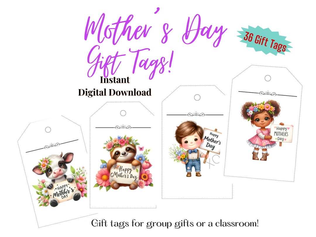 Mother's Day Gift Tags, Printable Gift Tags, Holiday Gift Tags, Mother ...