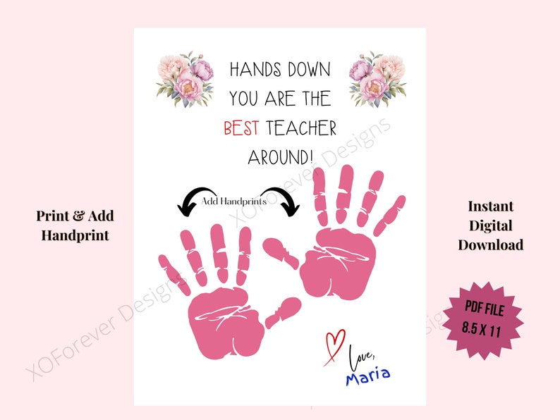 Teacher Appreciation Week Printable Handprint Art | Handprint Art for ...