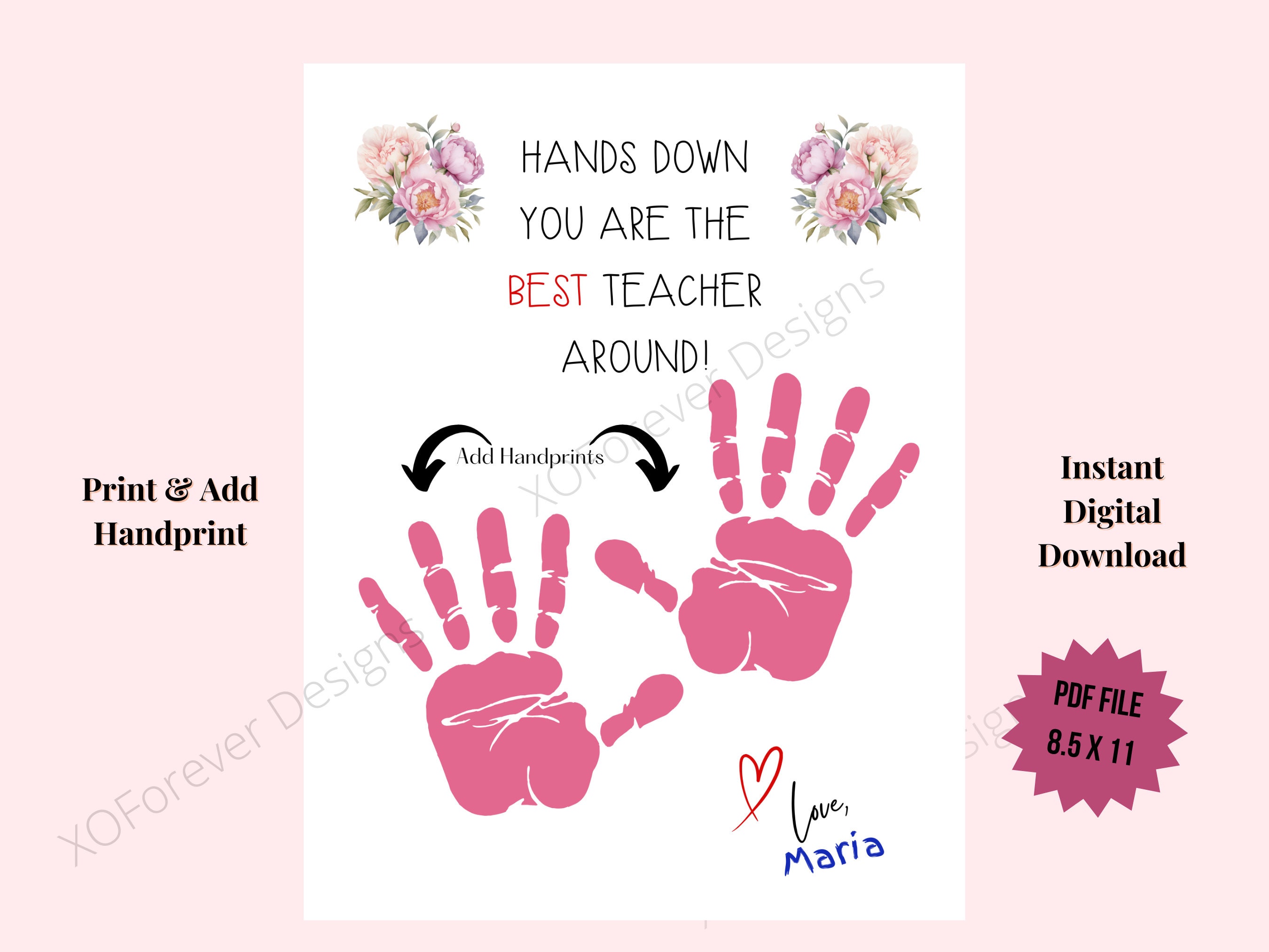 Teacher Appreciation Week Printable Handprint Art | Handprint Art for ...