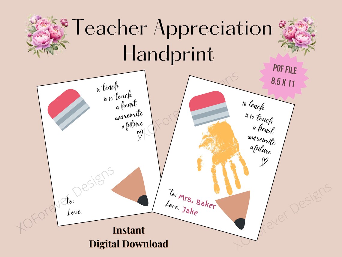 Teacher Appreciation Week Printable Handprint Art | Handprint Art for ...