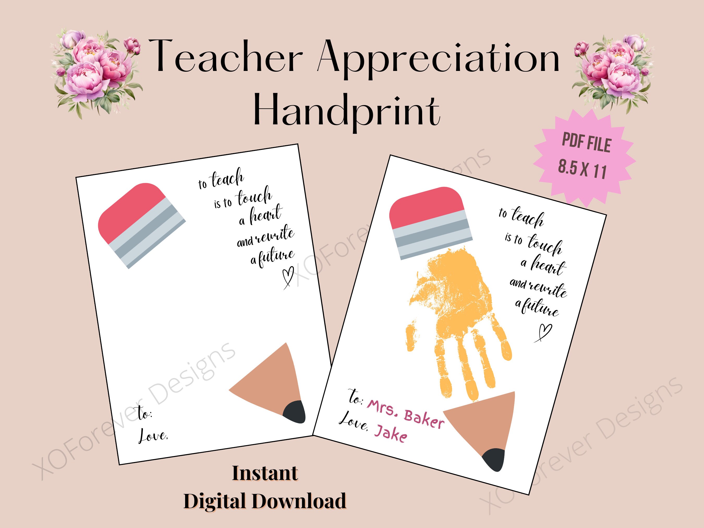 Teacher Appreciation Week Printable Handprint Art | Handprint Art for ...
