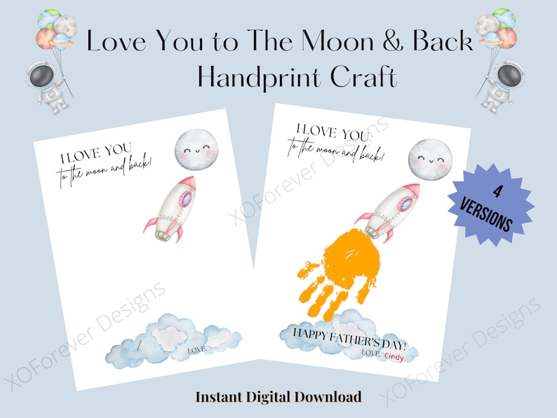 Love You to the Moon Handprint Craft Rocket Handprint Handprint ...