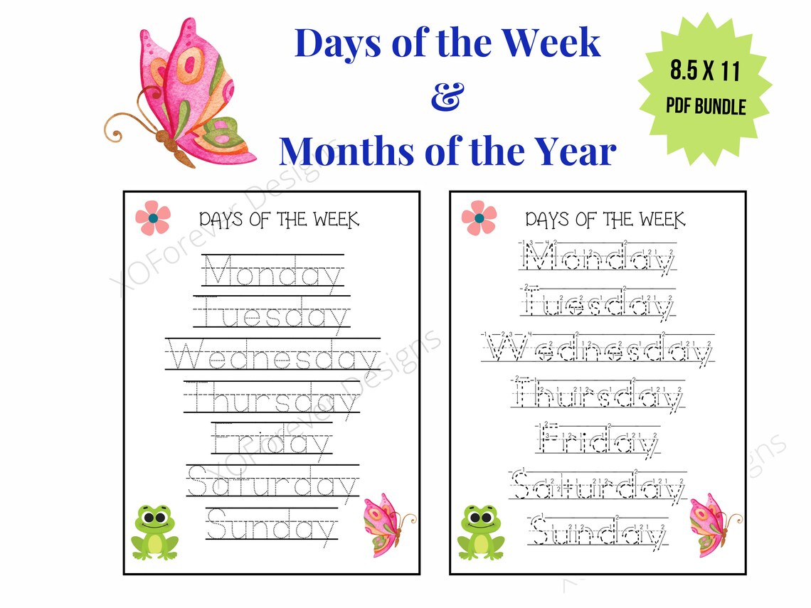 Educational Busy Book Days of the Week Worksheets Months of the Year ...