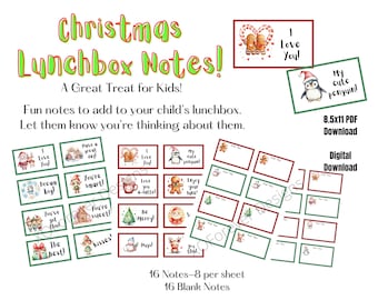 Christmas Lunchbox Notes (printable) - Etsy