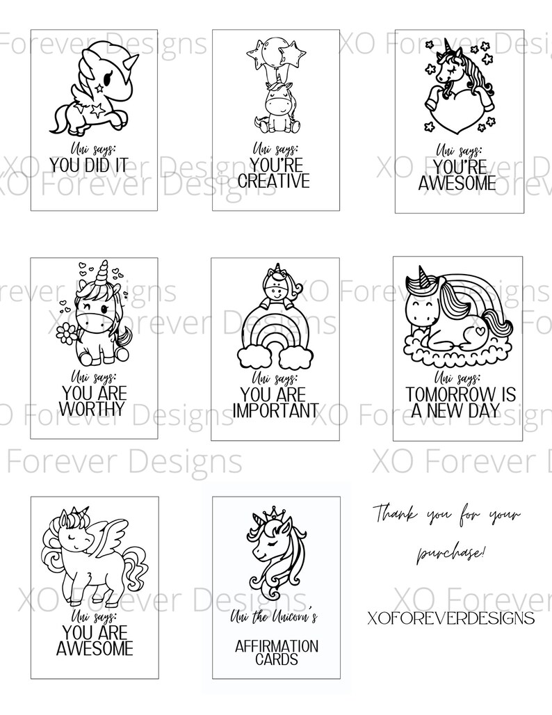Kids Coloring Affirmation Cards | Unicorn Affirmation Cards | Coloring ...