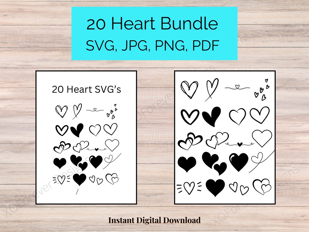 Heart Svg Bundle | Heart Cut Files | Hand Drawn Heart Svg| Open Heart ...