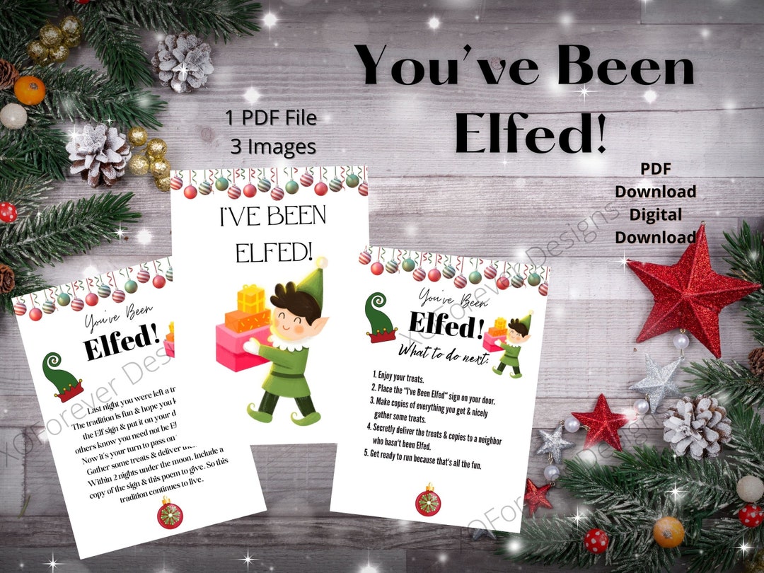You've Been Elfed | Christmas Elf Printable | Christmas Activity ...