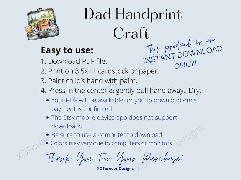 Father's Day Handprint Daughter | Fathers Day Handprint Fishing | Dad ...