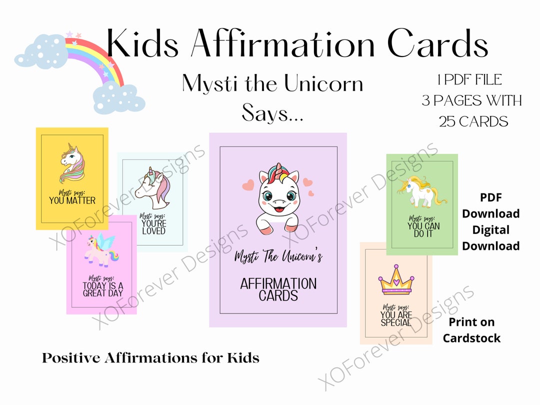 Kids Affirmation Cards | Unicorn Affirmation Cards | Kids Mindfulness ...