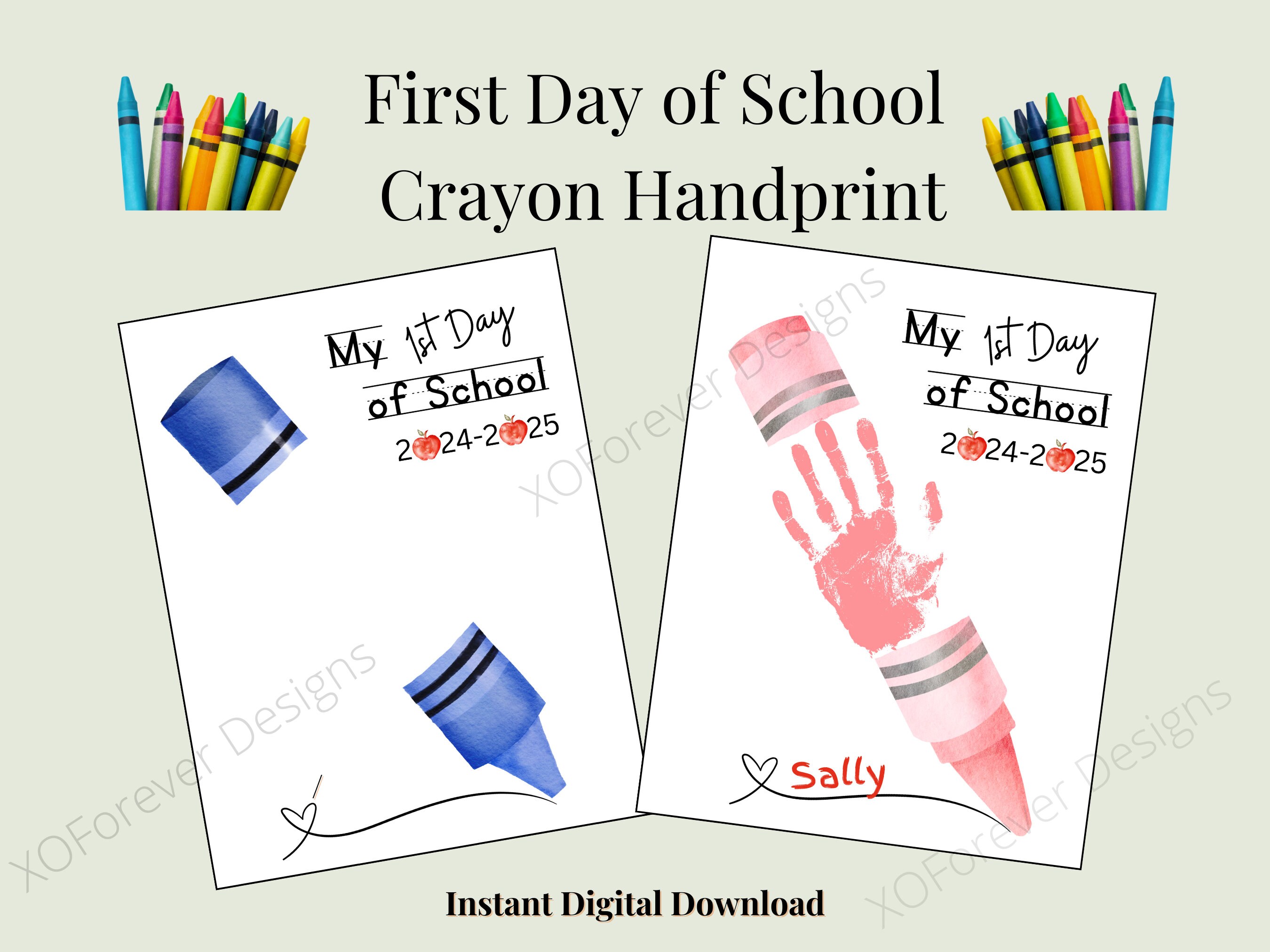 First Day of School Handprint Art Memory Book Teacher Resources Hello ...