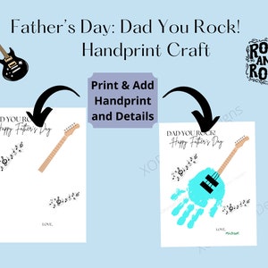 Fathers Day Handprint Guitar | My Dad Rocks | Father's Day Keepsake ...