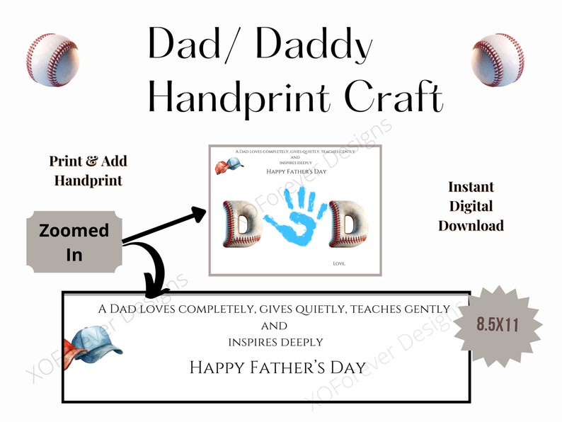 Baseball Father's Day | Father's Day Handprint Craft | Father's Day ...