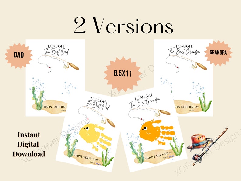 Father's Day Handprint Fishing | Grandpa Handprint | Dad Gift From Kids ...