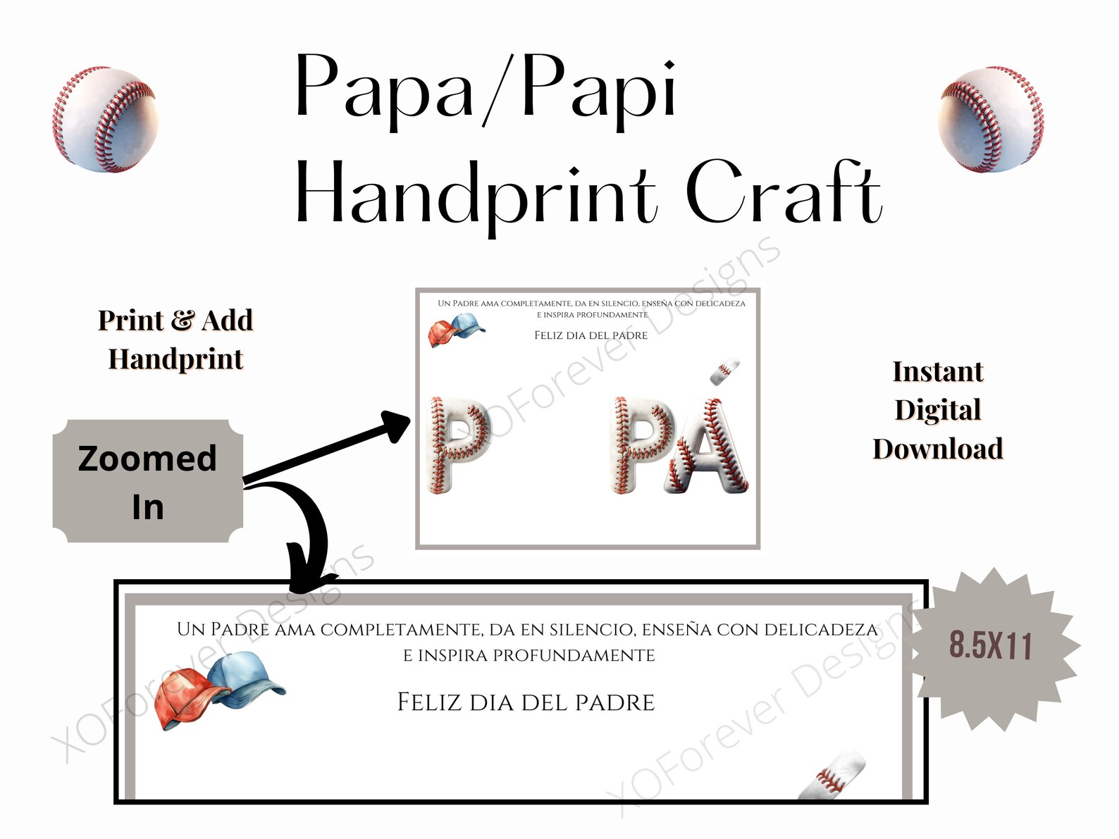 Baseball Papa/papi | Papa/papi Handprint Craft | Feliz Dia Del Padre ...