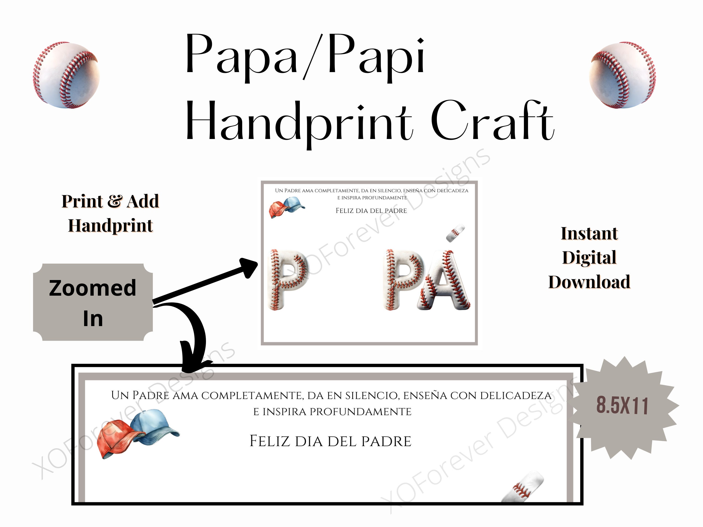 Baseball Papa/papi | Papa/papi Handprint Craft | Feliz Dia Del Padre ...