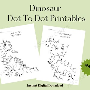 Dinosaur Animal Dot-to-dot Worksheets | Connect the Dots | Dot to Dot ...