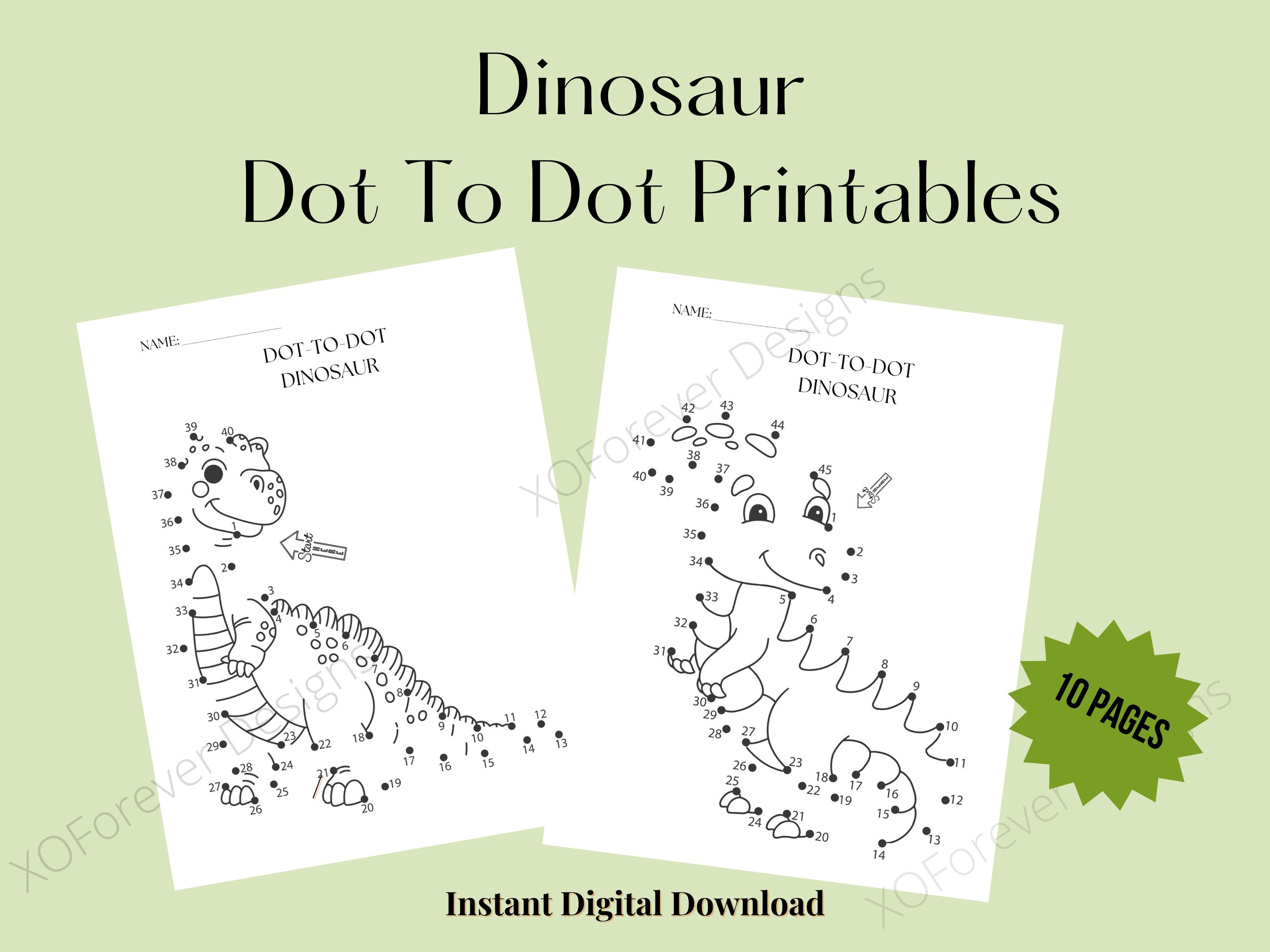 Dinosaur Animal Dot-to-dot Worksheets | Connect the Dots | Dot to Dot ...