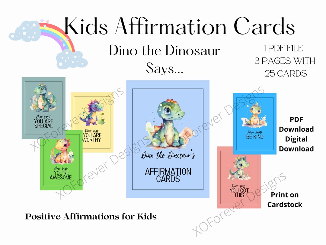 Kids Affirmation Cards | Dino Affirmation Cards | Kids Mindfulness ...