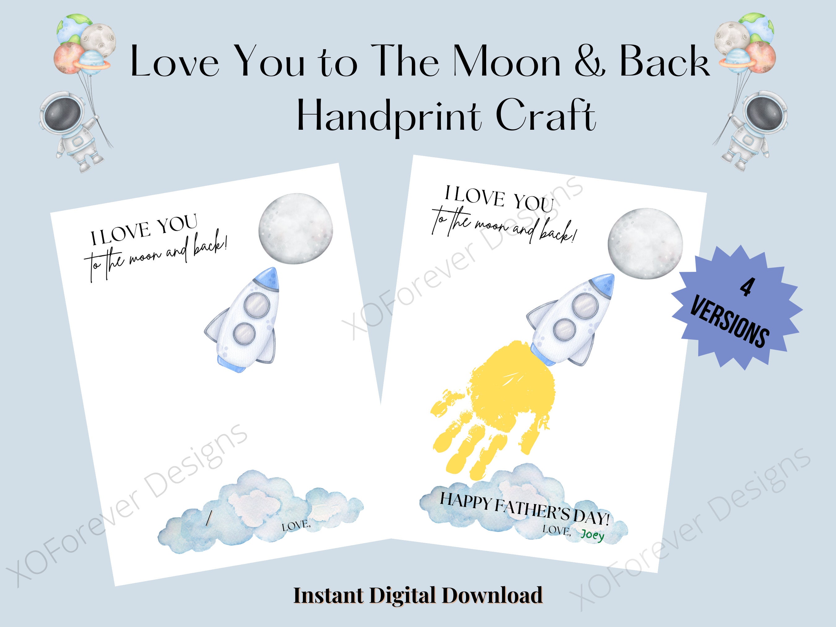 Love You to the Moon Handprint Craft Rocket Handprint Handprint ...