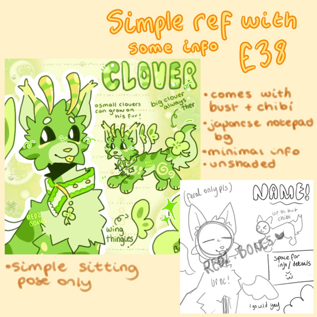 Simple Ref Sheet With Bust and Chibi Commission - Etsy