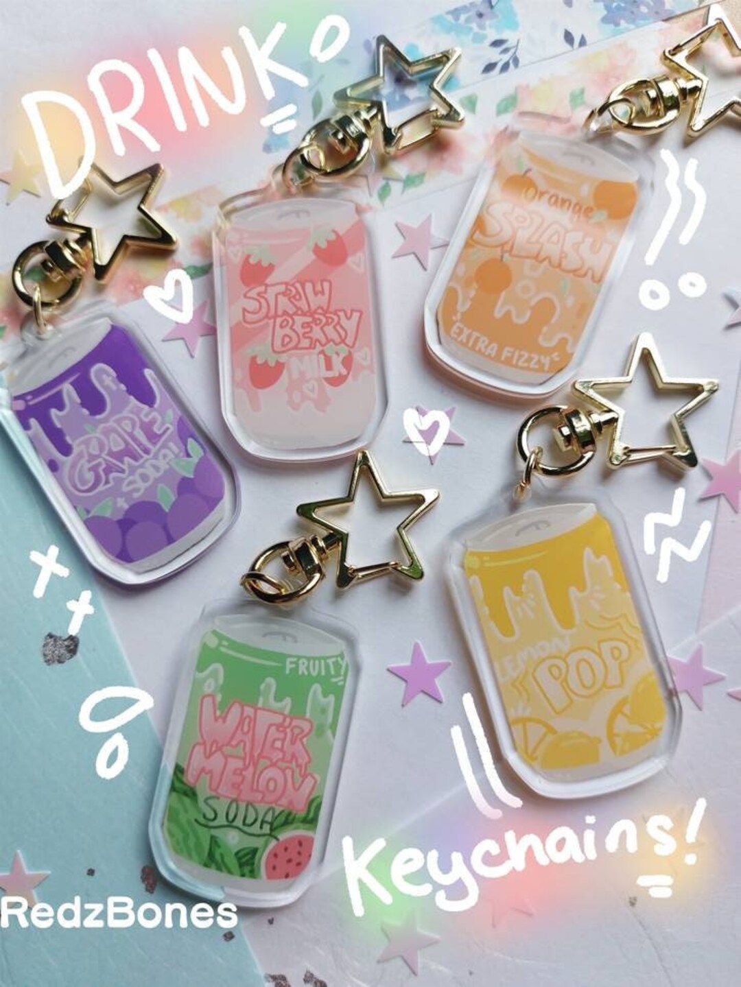 Kawaii Drink Keychains Cute, Kawaii, Pastel - Etsy