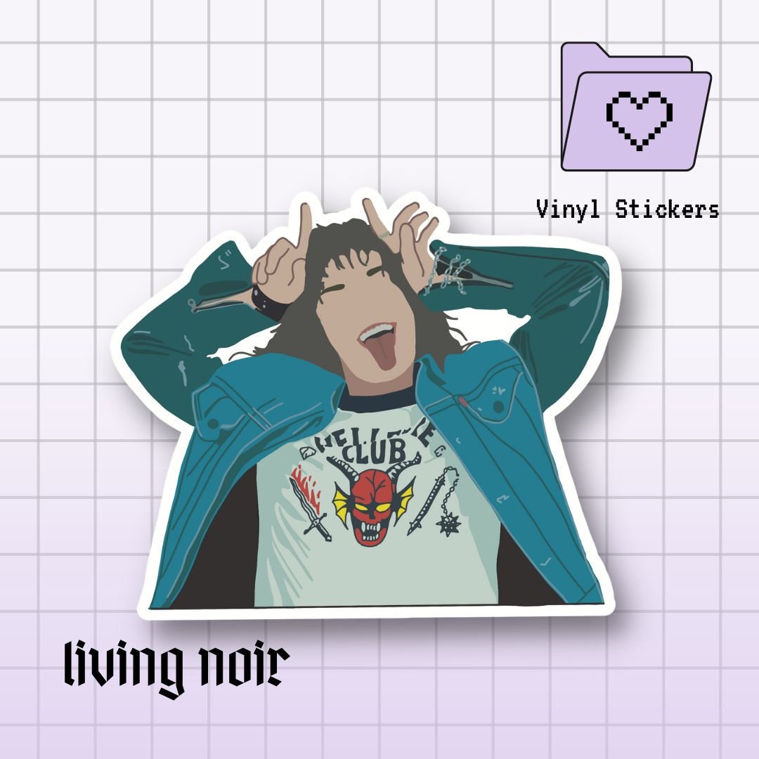 Eddie Munson Sticker Finger Horns Sticker Colorblock - Etsy