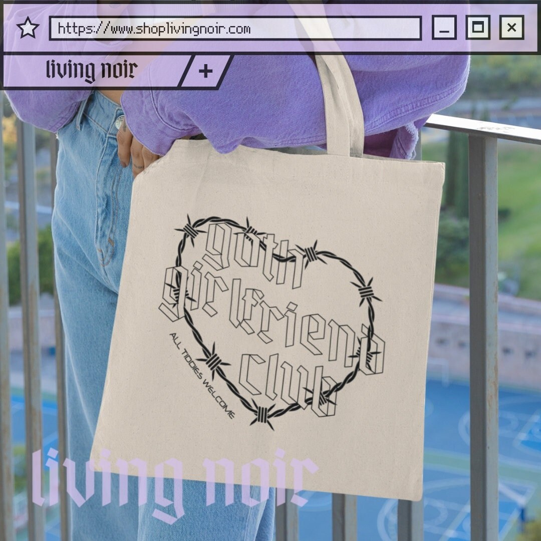 Goth Girlfriend Club Canvas Tote Bag, Goth Tote Bag, Goth Club Bag, Big ...