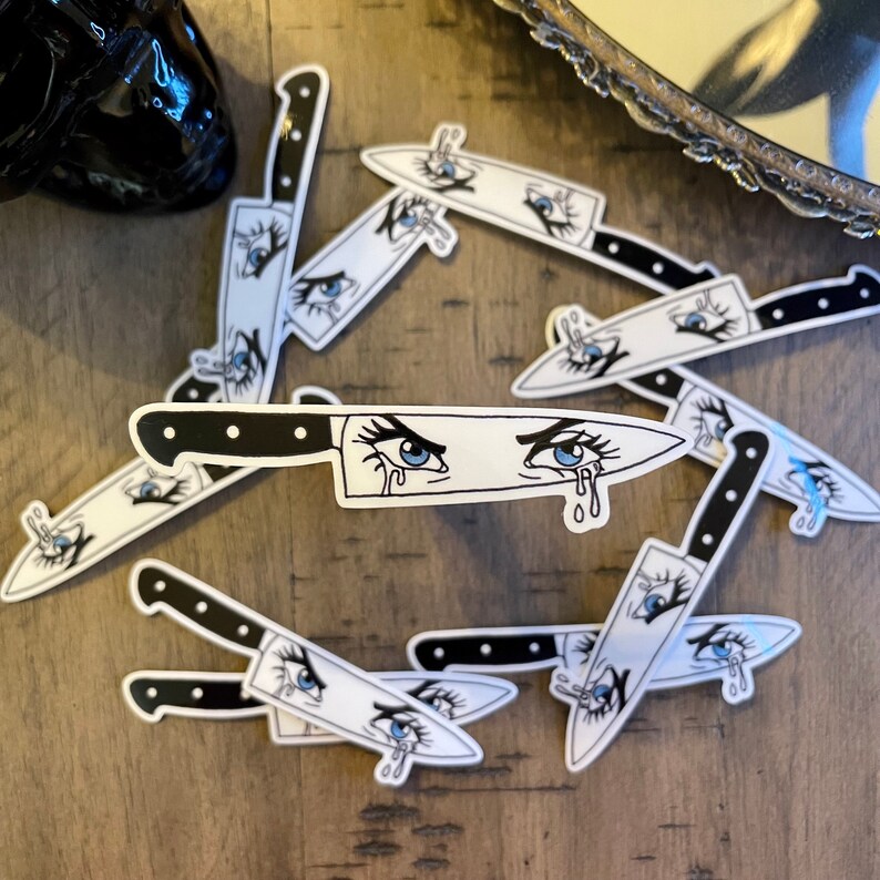 Crying Eyes Knife Sticker Crying Eyes Vinyl Sticker Knife - Etsy