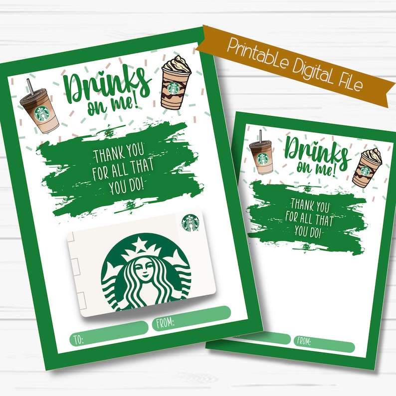Thank You Starbucks Coffee Gift Card Holder, PDF Digital Download - Etsy